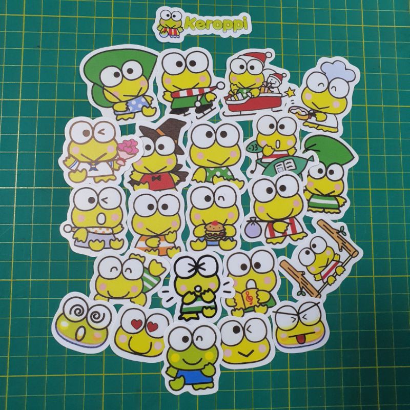 keroppi sticker set. 23pcs per set. height 1in to 2in | Shopee Philippines