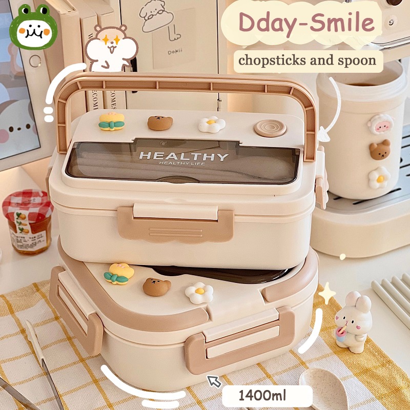 Portable Lunch Box With Spoon and chopsticks Utensils Heated Leakproof ...