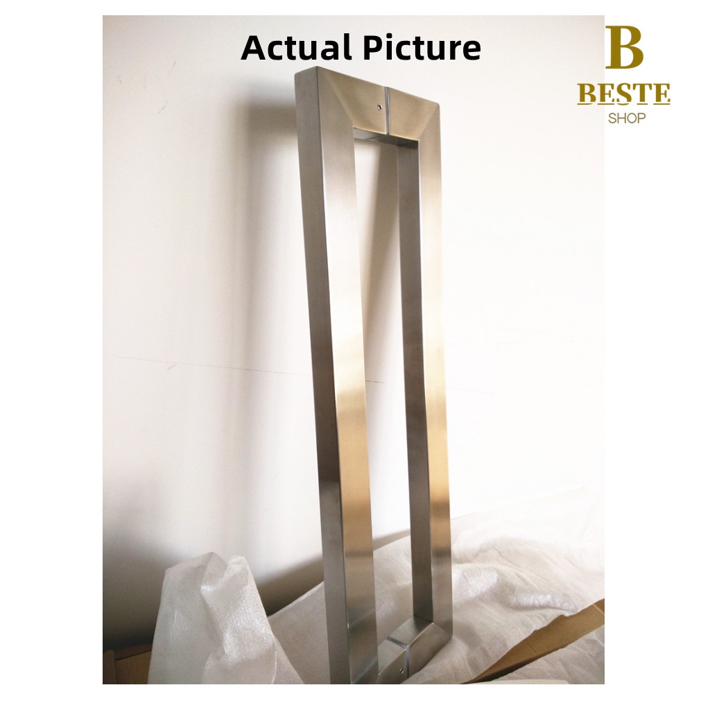 Modern Heavy Duty Stainless Steel Push Pull Door Handle Silver Square ...