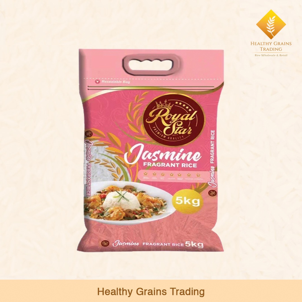 Royal Star Premium Jasmine Fragrant Rice 5kg (Resealable Bag) | Shopee ...