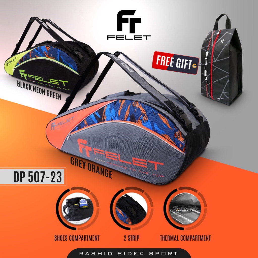 Felet BP 507-23 BADMINTON RACQUET BACKPACK 507-23 Double Bag Double Zip ...