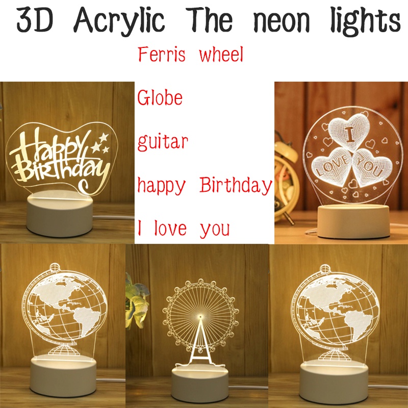 Acrylic The neon lights 3D Night light Small table lamp Bedside lamp ...