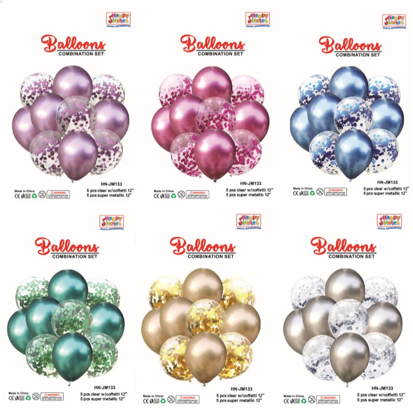 Balloon Combination Set (10 items - Super Metallic & Clear) | Shopee ...