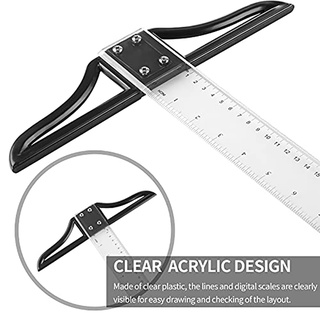 24 Inch T Square Acrylic Transparent Detachable Head T Ruler 60cm For ...
