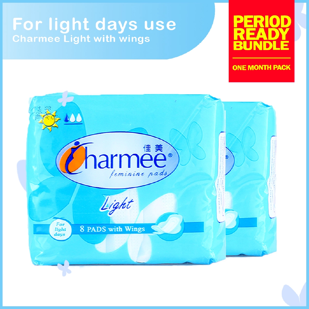 Charmee Period Ready Bundle Napkin Light with wings - 1 Month Pack ...