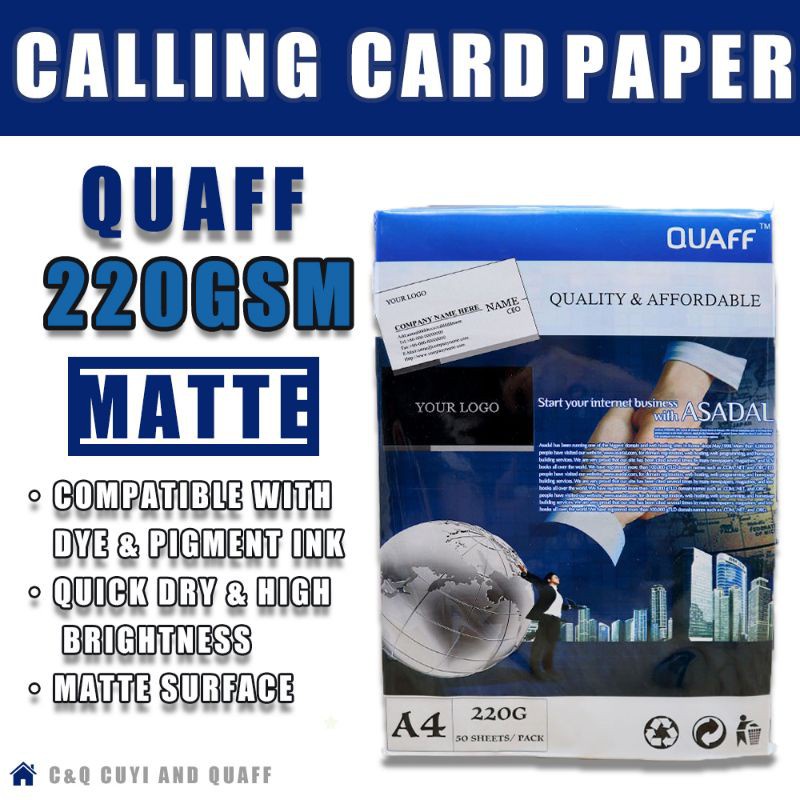 A4 Size QUAFF Calling Card Paper Matte Double Sided 220gsm & 250gsm ...