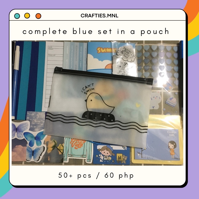 [50+ pcs.] journal kit in a pouch- complete blue | crafties.mnl ...