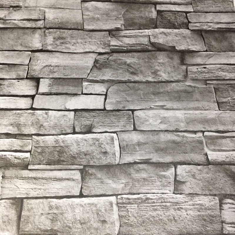 Aceking Wallpaper 2 D10 Dark Gray Bricks Design Wallpaper PVC Quality ...