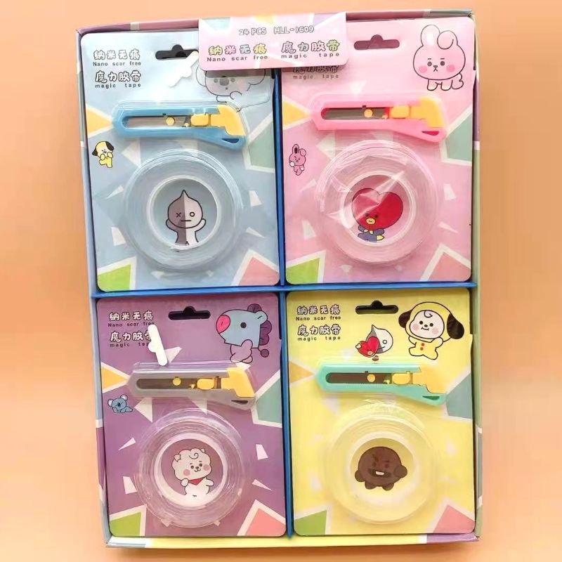 BTS BT21 Double-Sided Adhesive Nano Tape Traceless Washable Removable ...