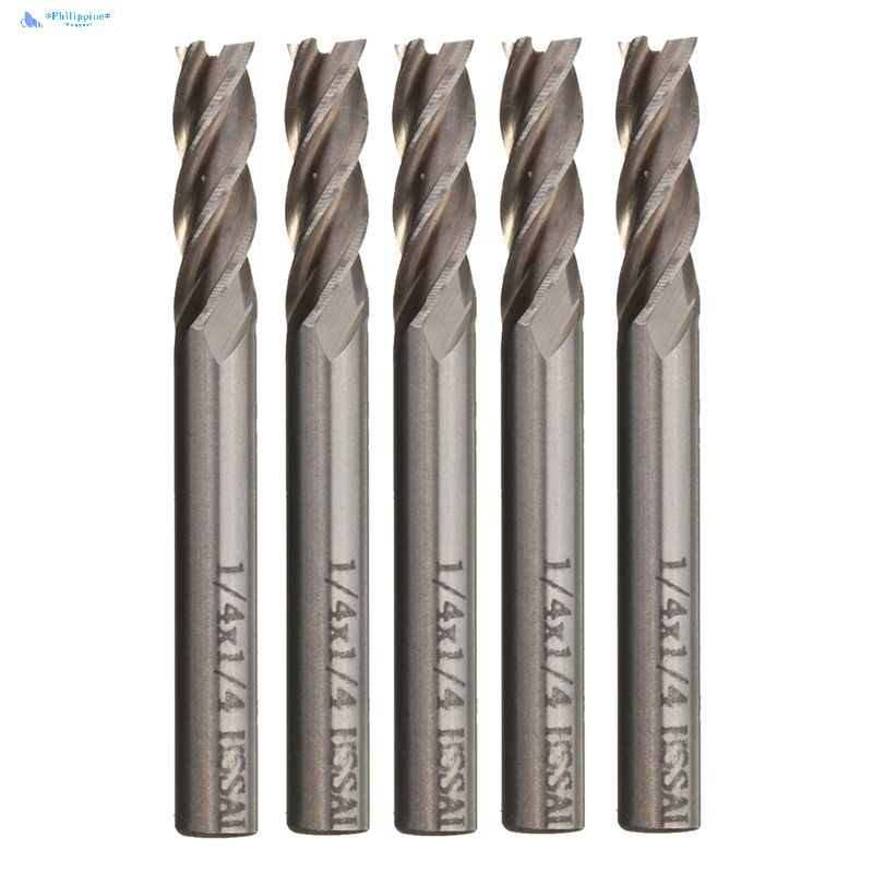 SWT 5Pcs 1/4inch x 1/4inch 4 Flute HSS CNC End Mill Cutter Milling Router Bit Cu | Shopee ...