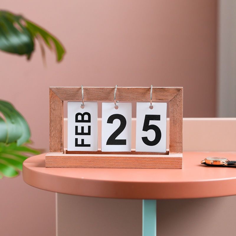 Wooden Desk Calendar Office Ins Style Desktop Decoration Home Office ...