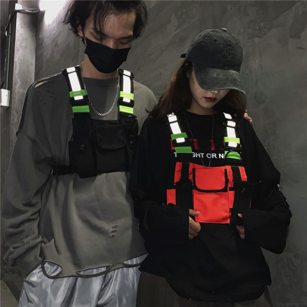 Men Women Fashion Chest Rig Bag Reflective Vest Hip Hop Streetwear ...