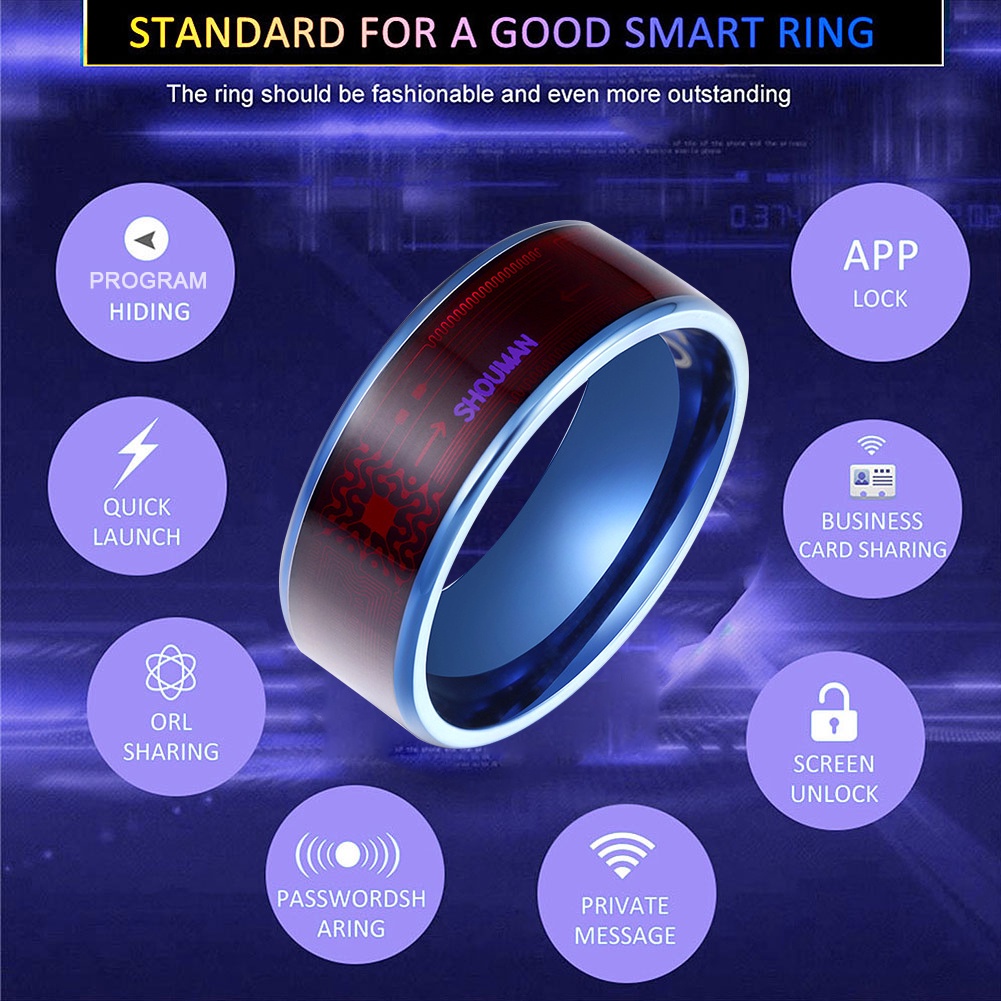 HW Fashion Men's Ring Magic Wear NFC Smart Ring Finger Digital Ring for ...