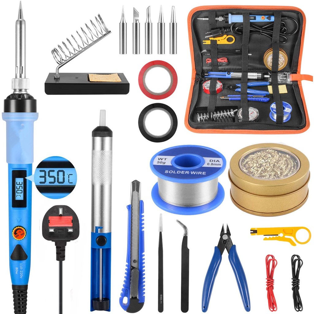 Blue Electronic Soldering Iron Kit, 80W Lcd Digital Soldering Gun, Fast ...