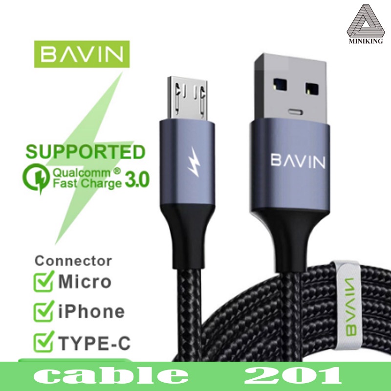 BAVIN QC3.0 Fast Charging Cable Wire CB201 Nylon Braided w/ 1 Meter ...