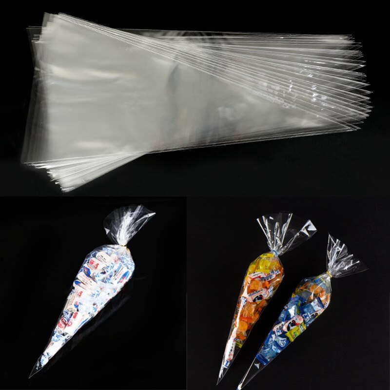 Plastic Transparent Bag Clear Candy Cone Storage Bags Wedding Birthday ...