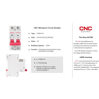 CNC YCB6H-63 1P/2P/3P Miniature Circuit Breaker MCB Din Rail Mount Breaking Capacity 6A/10A/16A ...