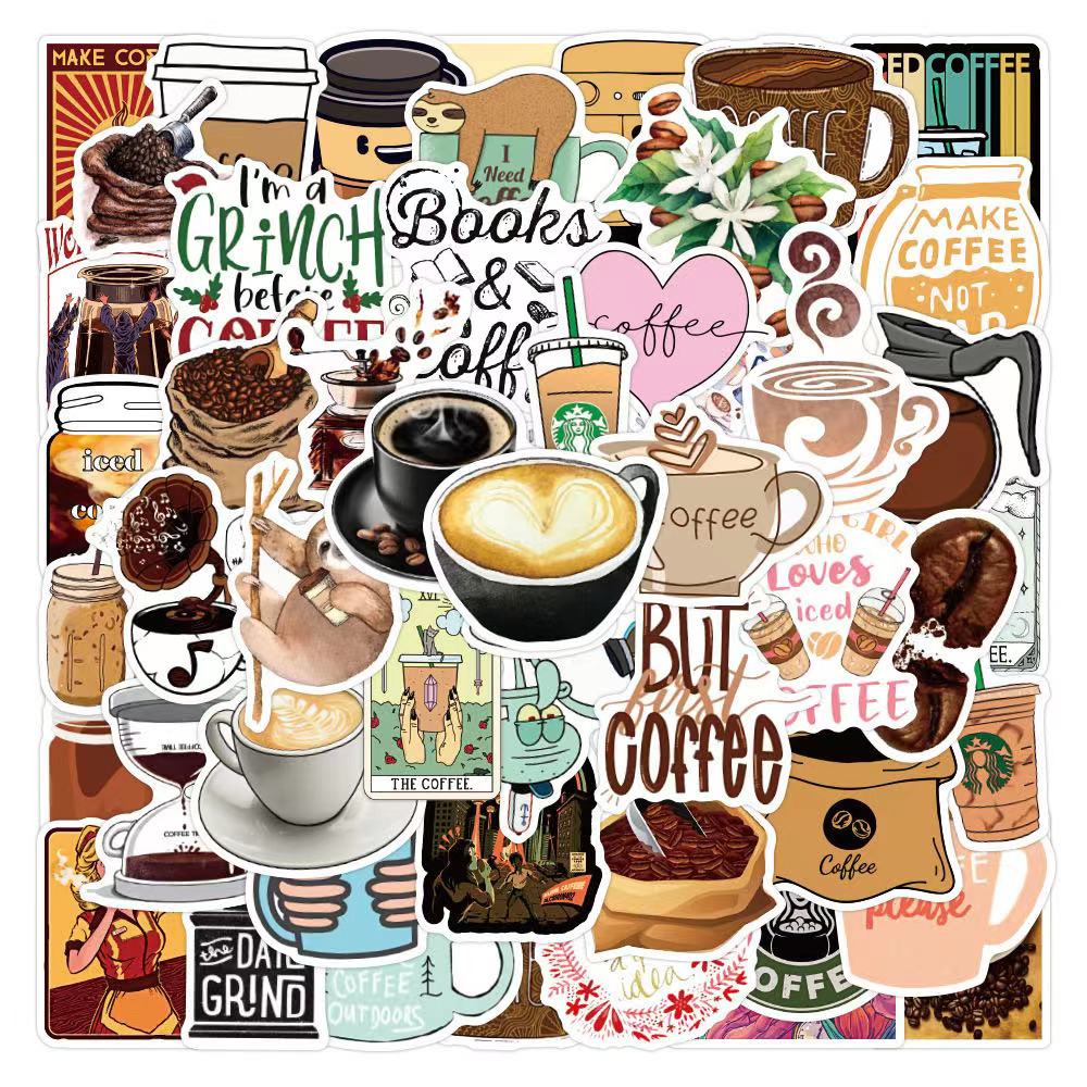 xs477-50pcs coffee graffiti waterproof sticker | Shopee Philippines