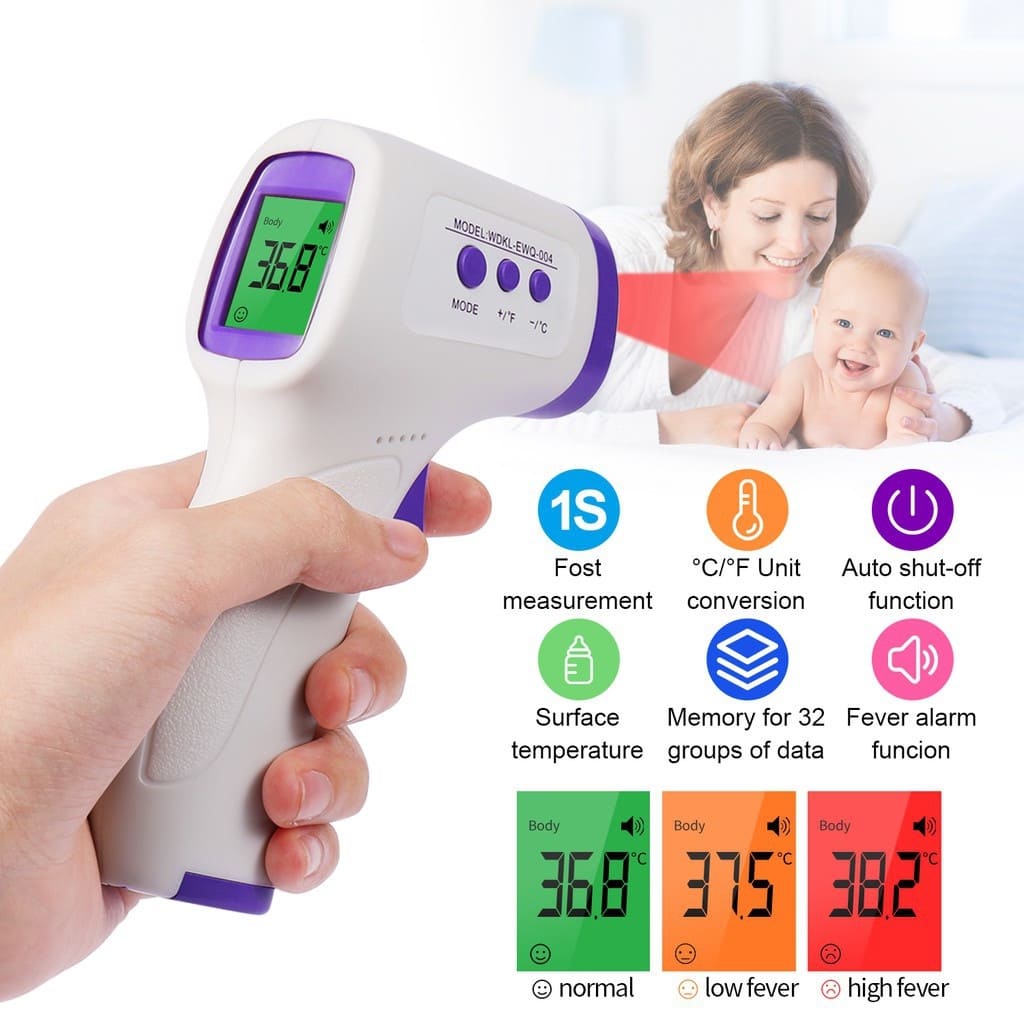 Non-Contact Infrared Thermometer Gun Forehead Body Temperature with ...