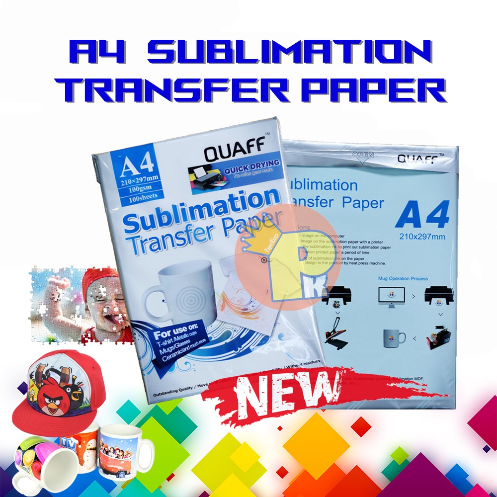 Quaff Sublimation Paper A4 Size For Heat Transfer 100pcs | Shopee ...
