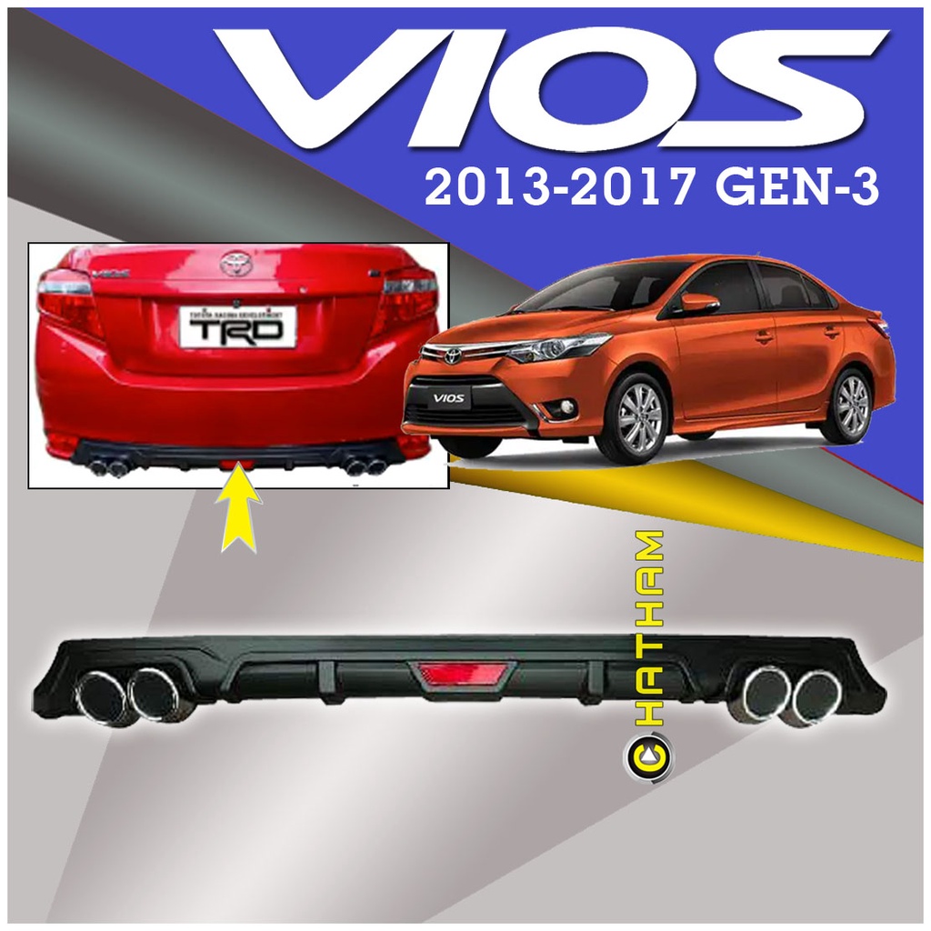 Toyota Vios 2013 to 2017 ( Gen-3 ) Rear Diffuser Bumper Body Kit ...