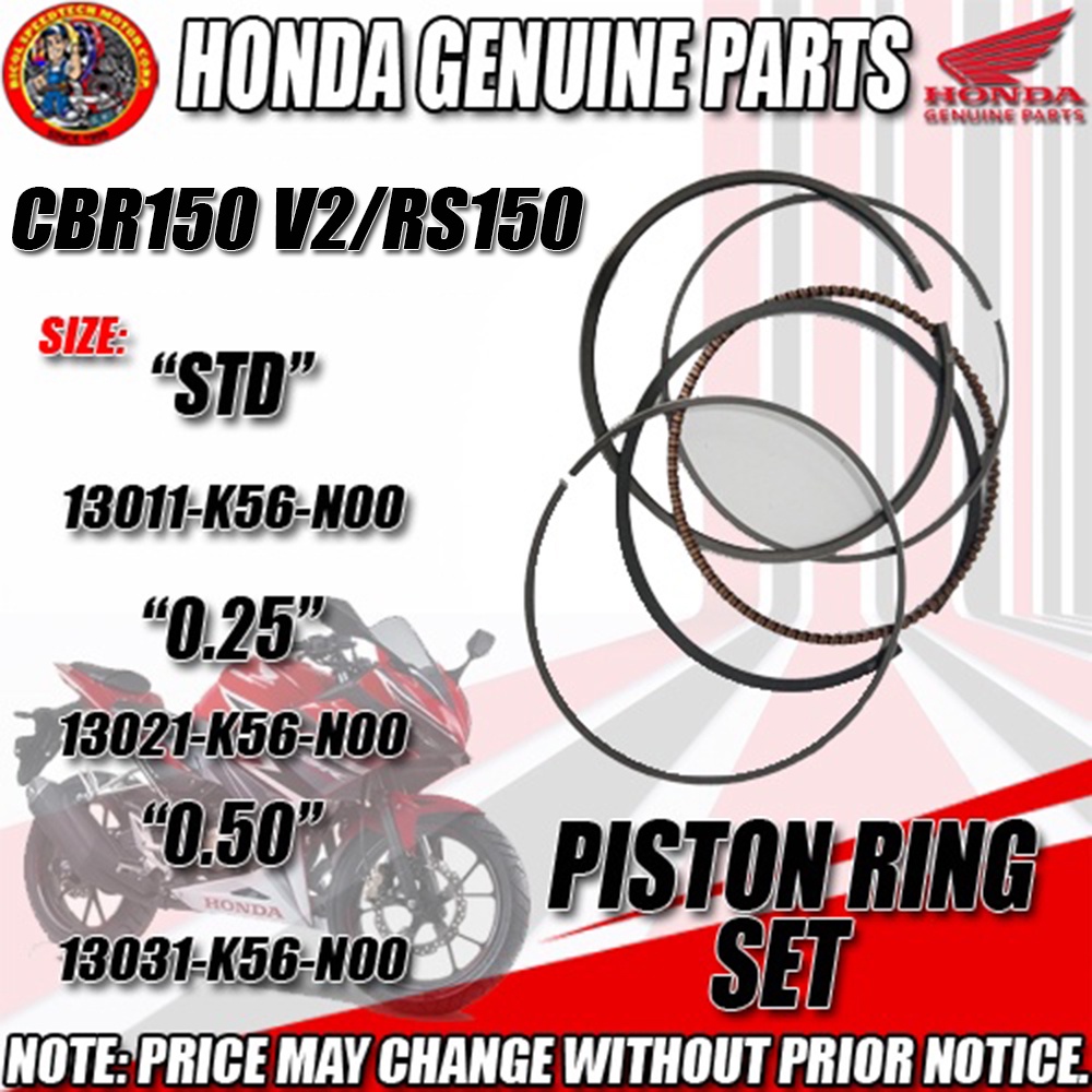RS150 PISTON RINGS SET (HPI) (GENUINE: STD- 13011-K56-N00 / 0.50- 13031 ...