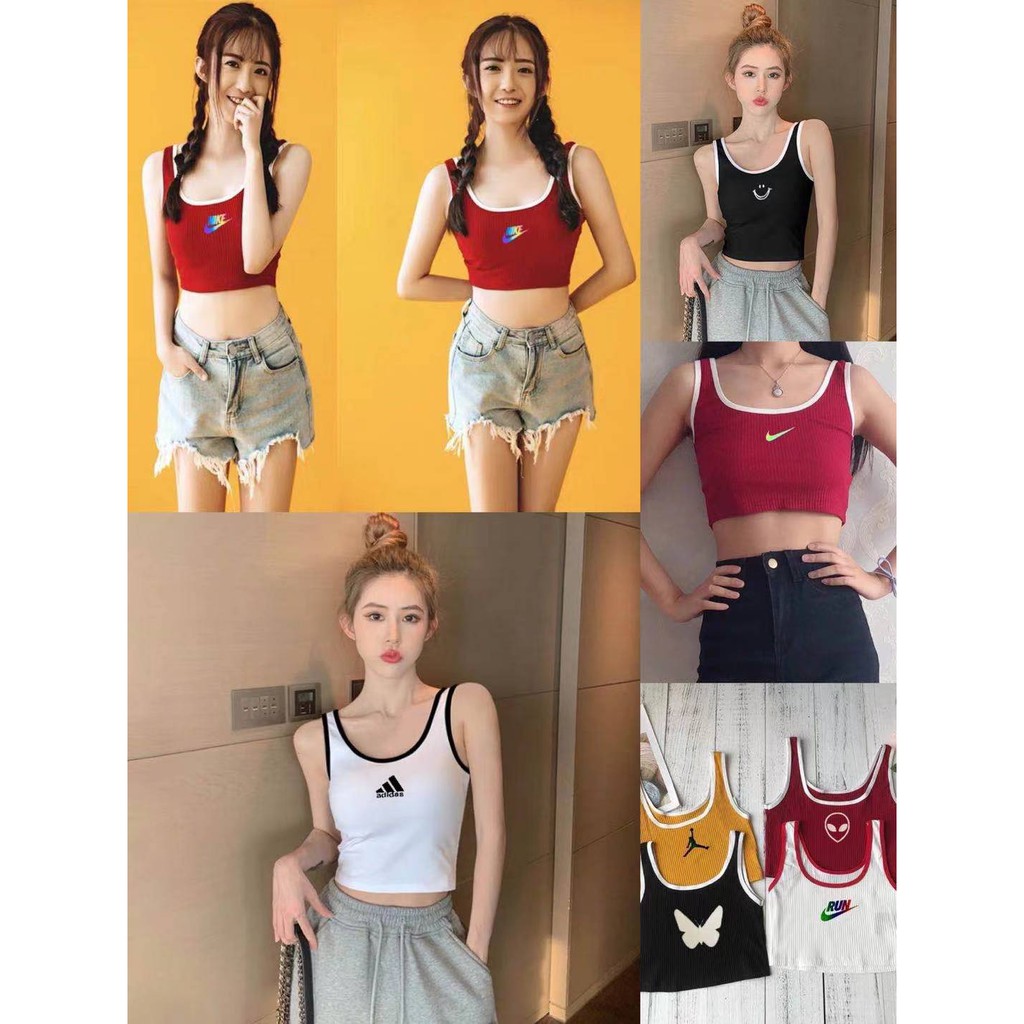 Ribbed Knitted Sando Crop Top with Lining | Shopee Philippines