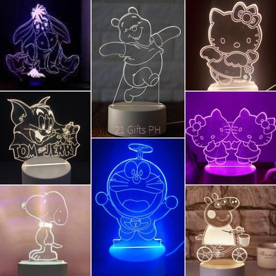 Disney & Cartoon Acrylic LED lamp Baymax Hello Kitty Doraemon Peppa Pig ...