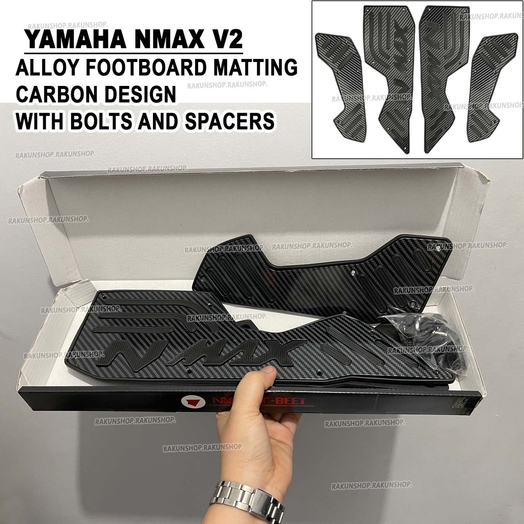 Yamaha NMAX Version 2 Footboard Matting Alloy Carbon Black plug and ...