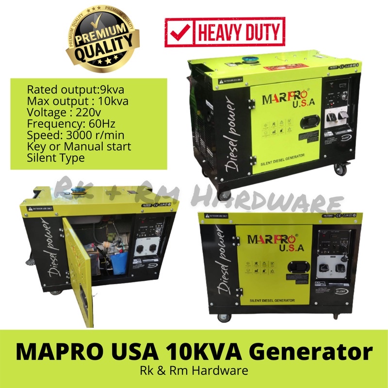 MARPRO USA 10KVA DIESEL GENERATOR SILENT TYPE | Shopee Philippines