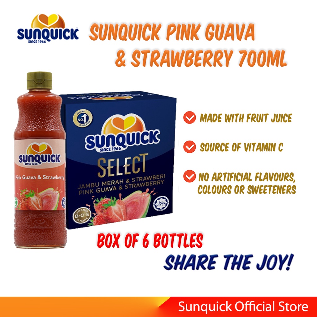 Sunquick Pink Guava & Strawberry Juice Concentrate 700ml (Box of 6 ...