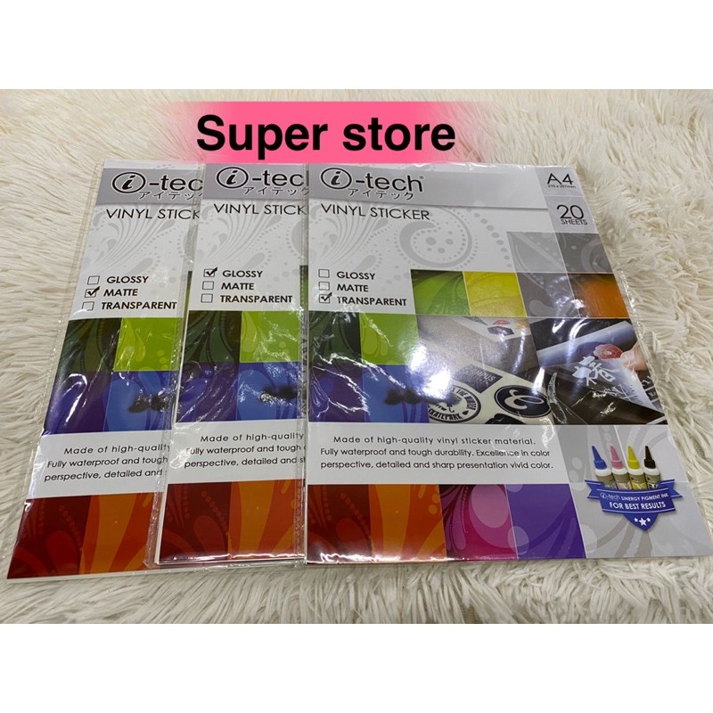 Itech Vinyl Sticker Waterproof A4 Matte/Glossy/Transparent 20Sheets ...