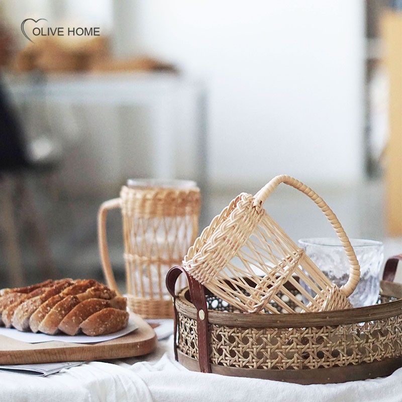 Hand-woven Water Cup Cover Glass Anti-scald Cover Cup Holder With ...
