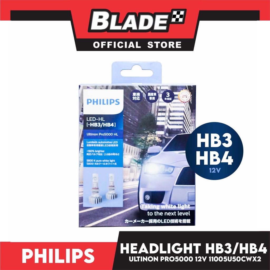 Philips LED-HL HB3/HB4 Ultinon Pro5000 HL Lumileds Automotive LED +160% ...