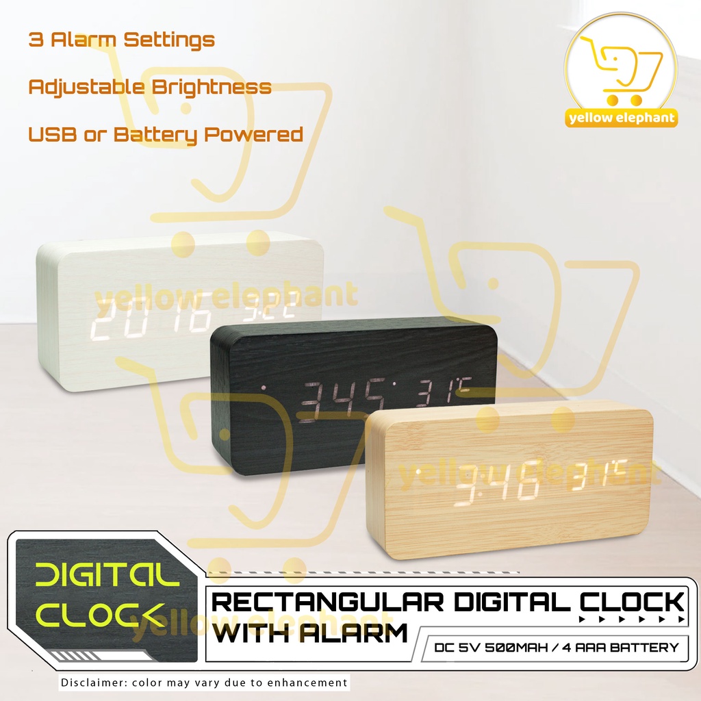 Digital Alarm Clock 2021 Upgraded Wood Design, Led Display Usb Or ...