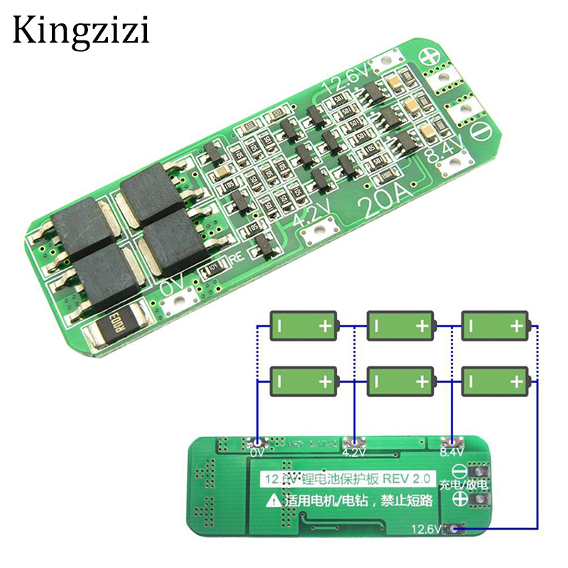 3S 20A Lithium Battery 18650 Charger PCB BMS Protection Board 12.6V 18650 Li-ion Battery Cell ...