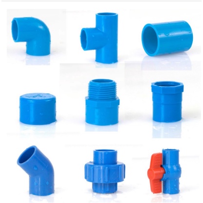 PVC Blue Fittings(Elbow, Tee, Coupling,Male Plug,Valve) | Shopee ...