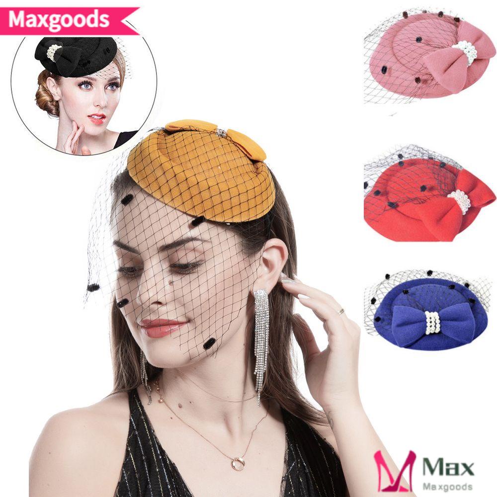 MAXG Womens Vintage Hat Wedding Hairpin Stewardess Top Hats Retro ...