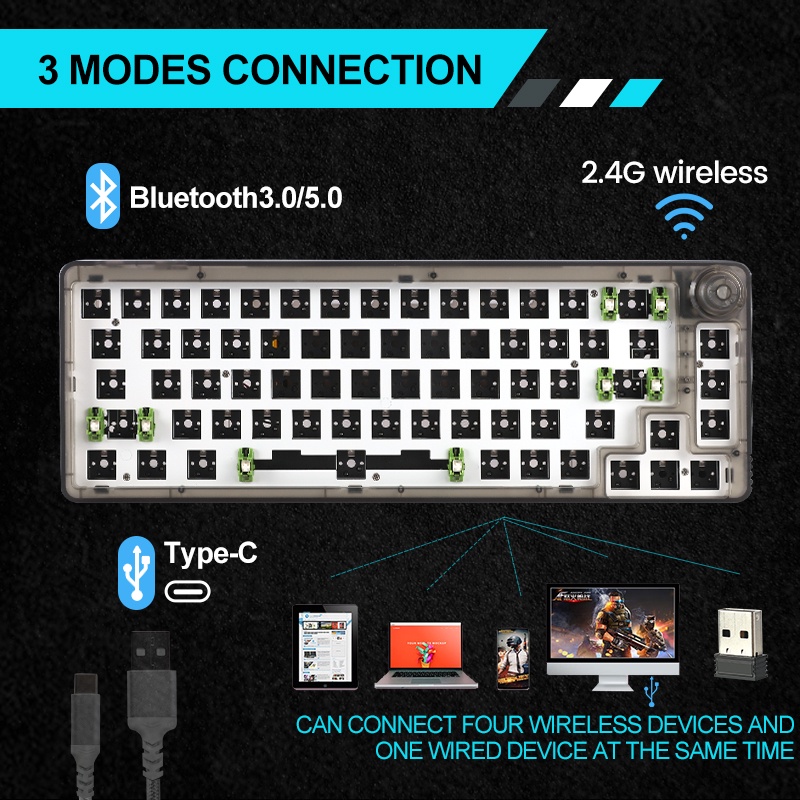TOM680 TM680 Mechanical Keyboard DIY Kit Hotswap 3 modes bluetooth ...