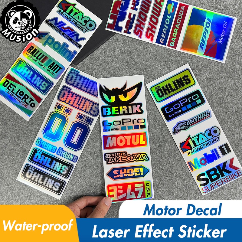 Laser Motorcycle Sticker Set Waterproof Holographic Style Helmet Decal ...