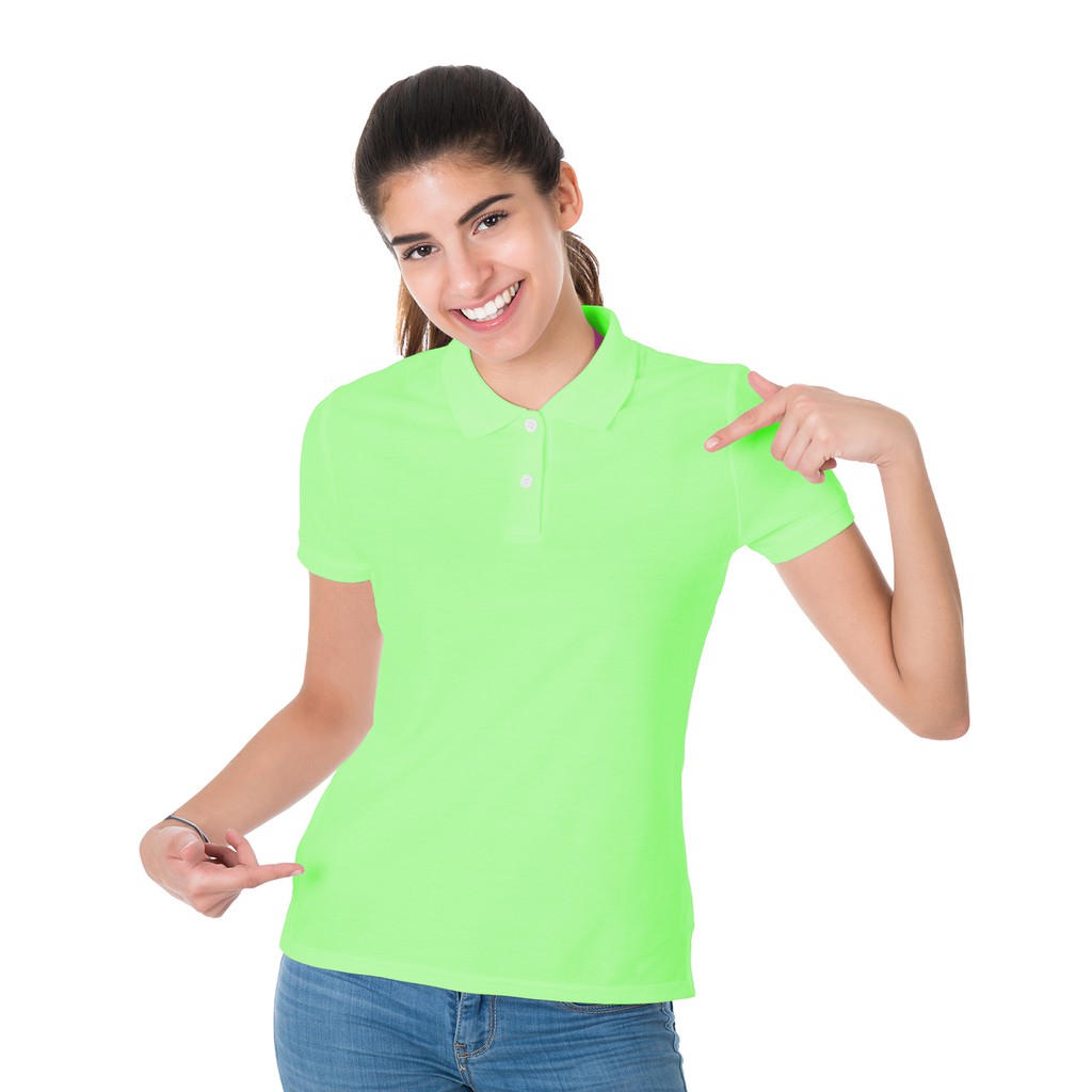 Cubic Ladies Basic Pique Apple Green Plain Polo-Shirt - CBSL002H ( Tops ...