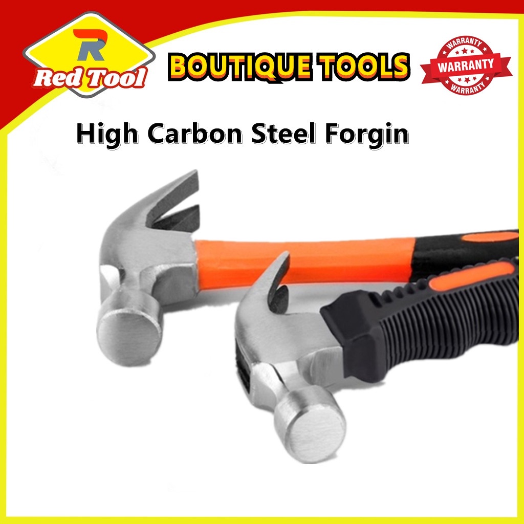 REDTOOL SUPER TOOLS New Stubby Claw Hammer TPR Handle, Steel, Small ...