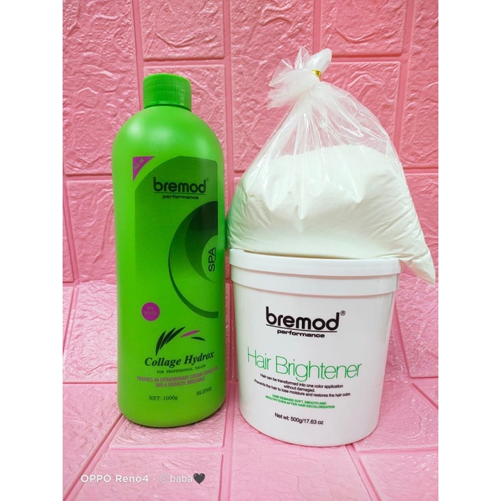 BREMOD HAIR BRIGHTENER BLEACHING POWDER + BREMOD OXIDIZING CREAM 1000ML ...
