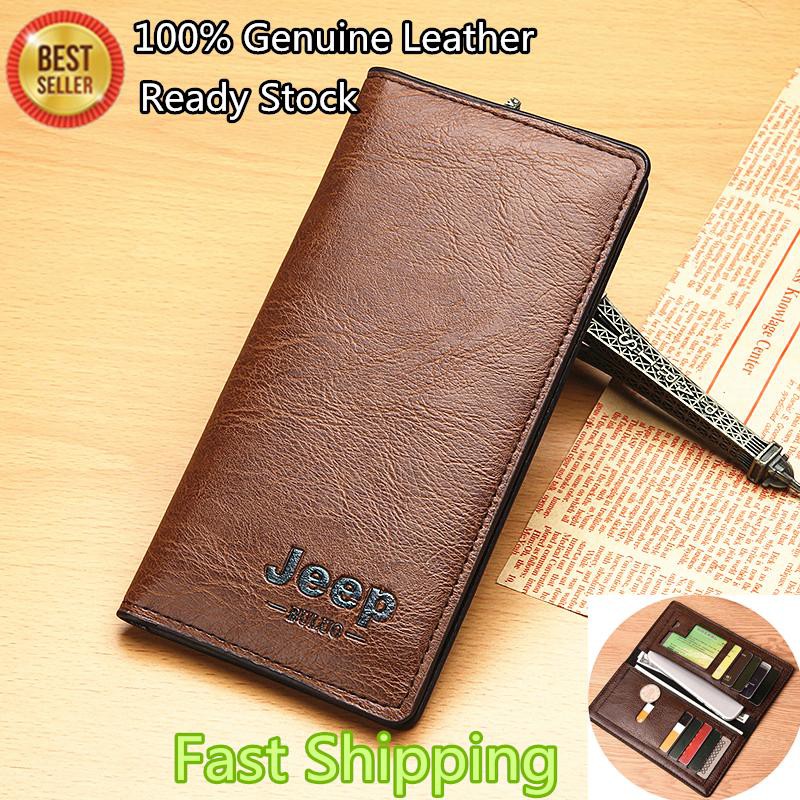 Jeep luxury leather leather business Long Wallet for Men Wallet ...