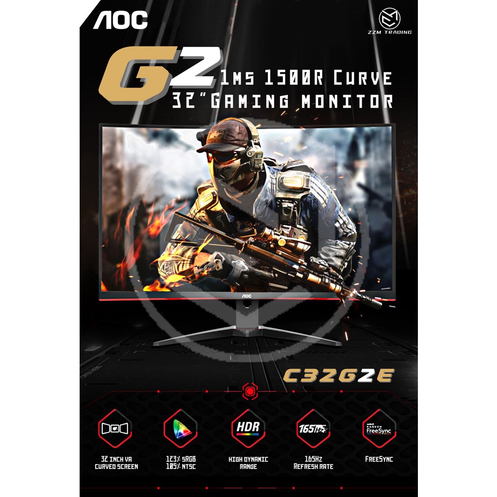 AOC C32G2E 32 G Line 2nd Gen 165Hz 1ms HDR FreeSync Lifting Bracket ...