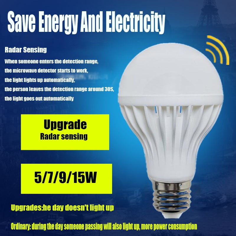 E27 radar light control intelligent induction bulb human infrared ...