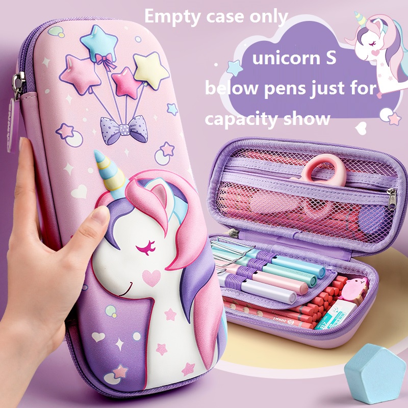 Pencil Box 3D Cartoon Unicorn Cute Pencil Case School Stationery Box Large Capacity Pencil Cases ...