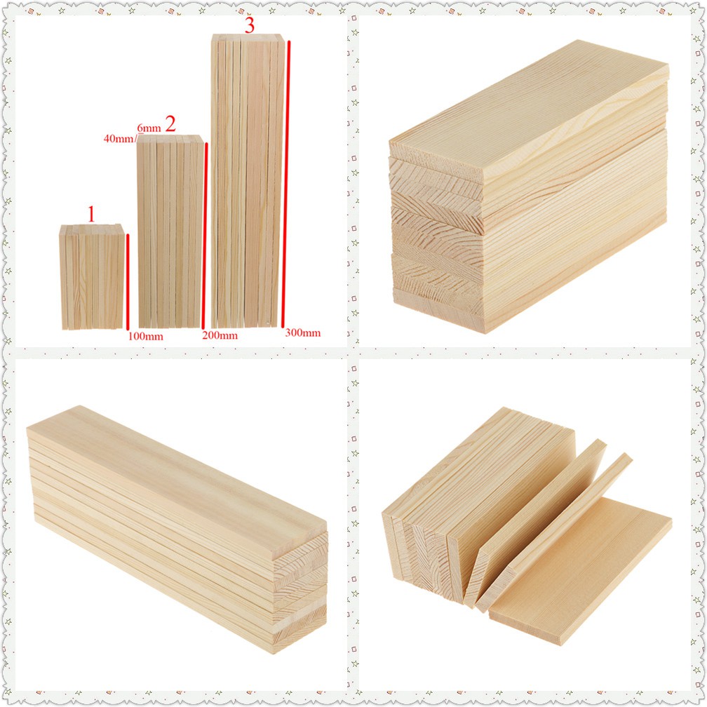 10 Pieces 20cm Natural Pine Wood Rectangle Board Panel for Arts Craft ...