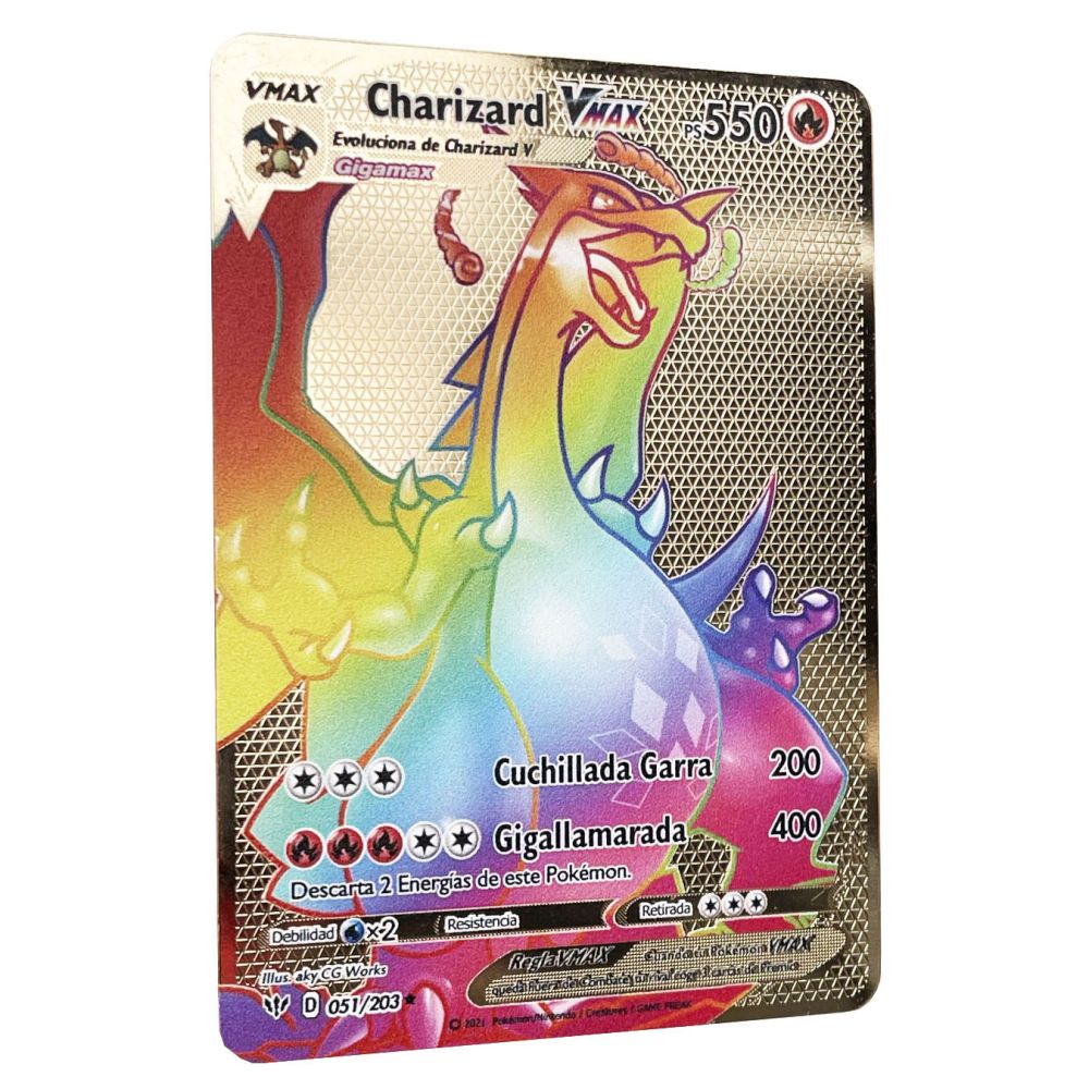 PS550 bright rainbow Charizard Vmax Pokemon cards in Spanish iron Metal ...