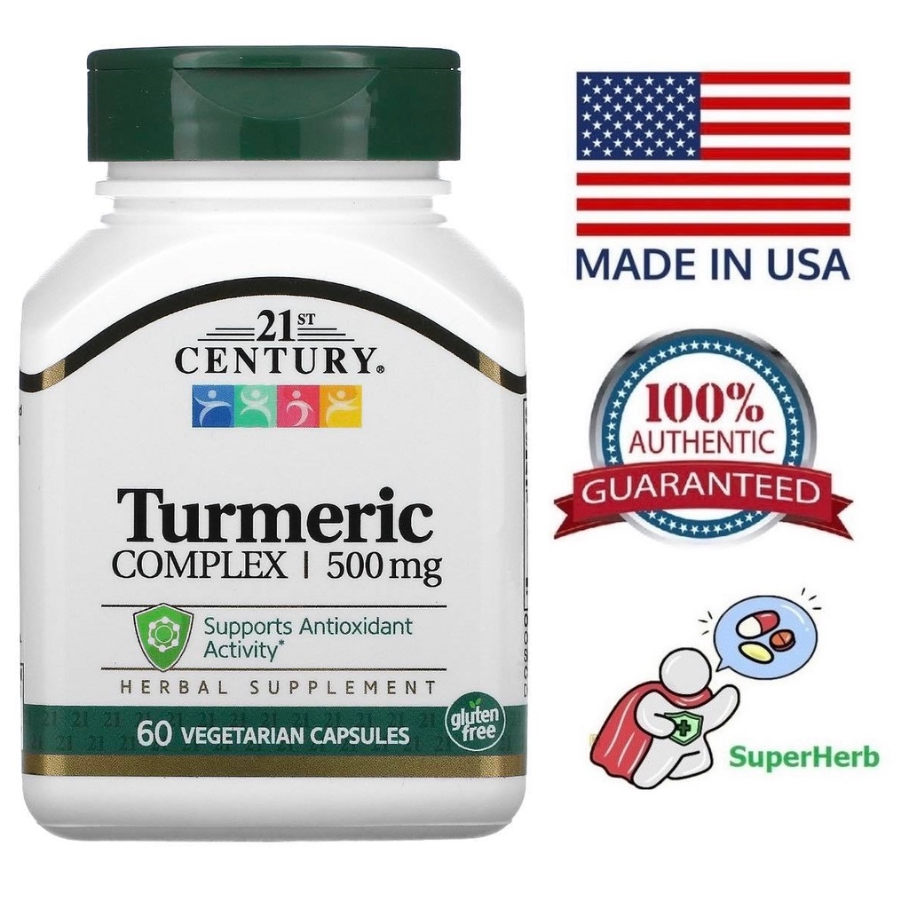 21st Century, Turmeric Complex, 500 mg, 60 Vegetarian Capsules | Shopee ...